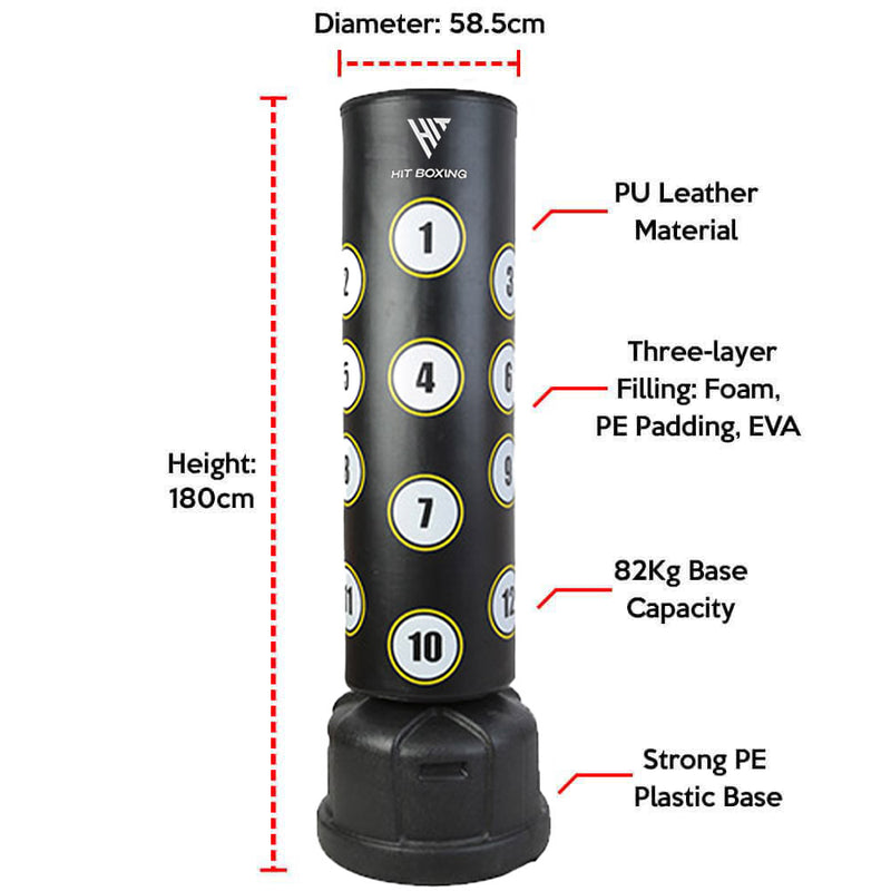 Hit Boxing Free Standing Full Punch Bag — Numbers — McSport