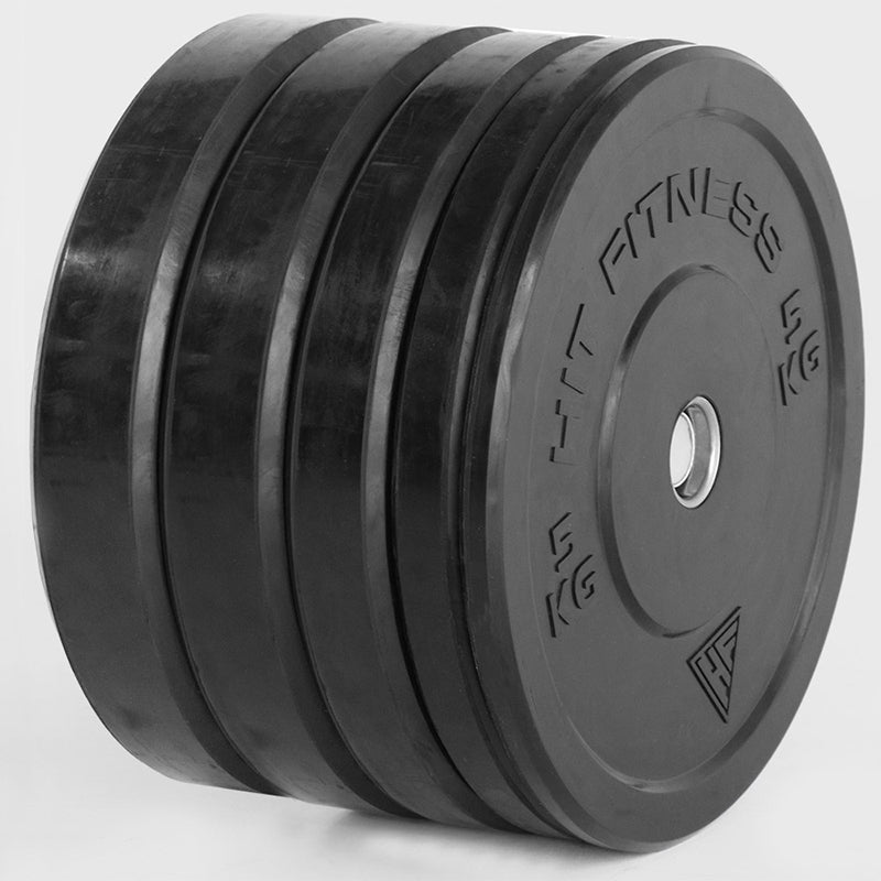 Hit Fitness 150kg Commercial Black Rubber Bumper Plate Set — McSport