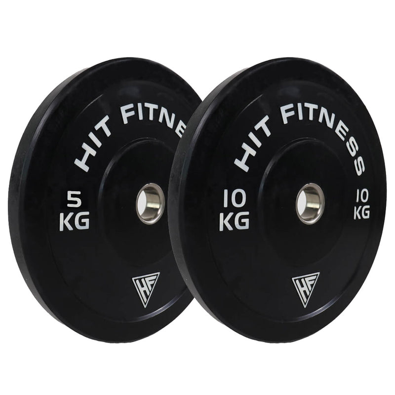 Hit Fitness 5kg & 10kg Black Bumper Plates — Bundle