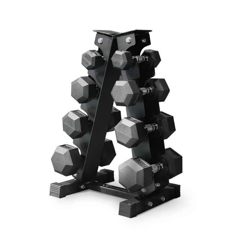 Hit Fitness Hex Dumbbells Vertical Rack — 4 Pairs (50kg)