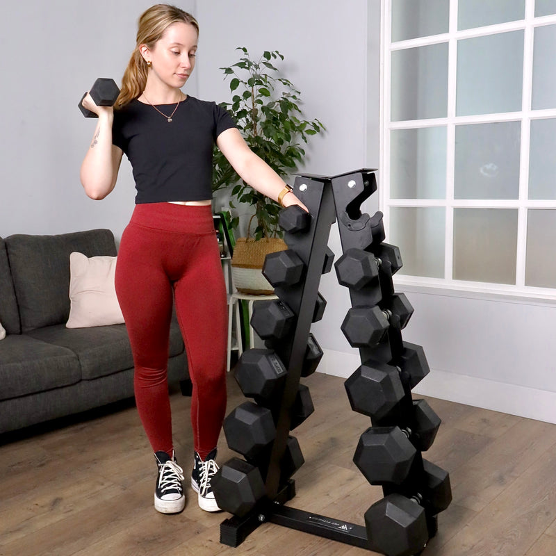 Hit Fitness Hex Dumbbells Vertical Rack — 6 Pairs (105kg)