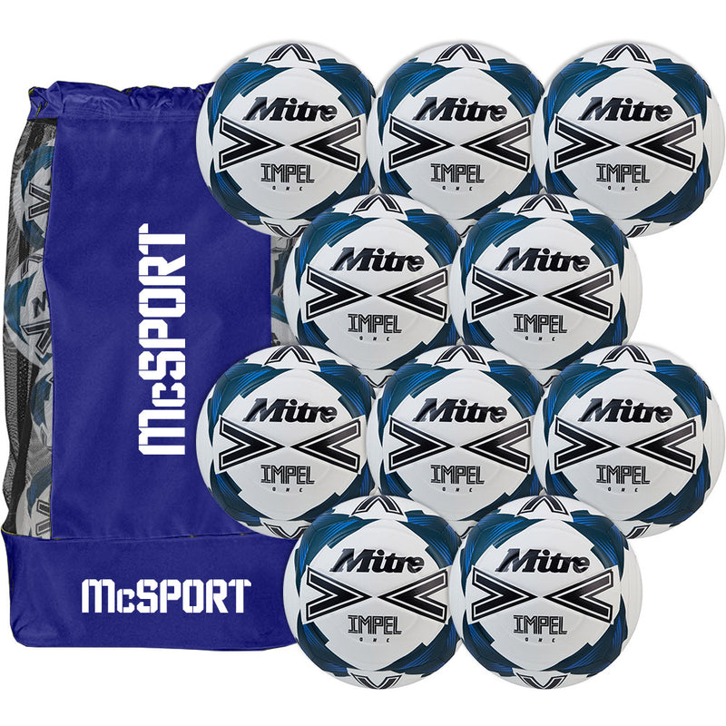 Mitre Impel One Football (Size 5) — 10 Pack + Bag — McSport