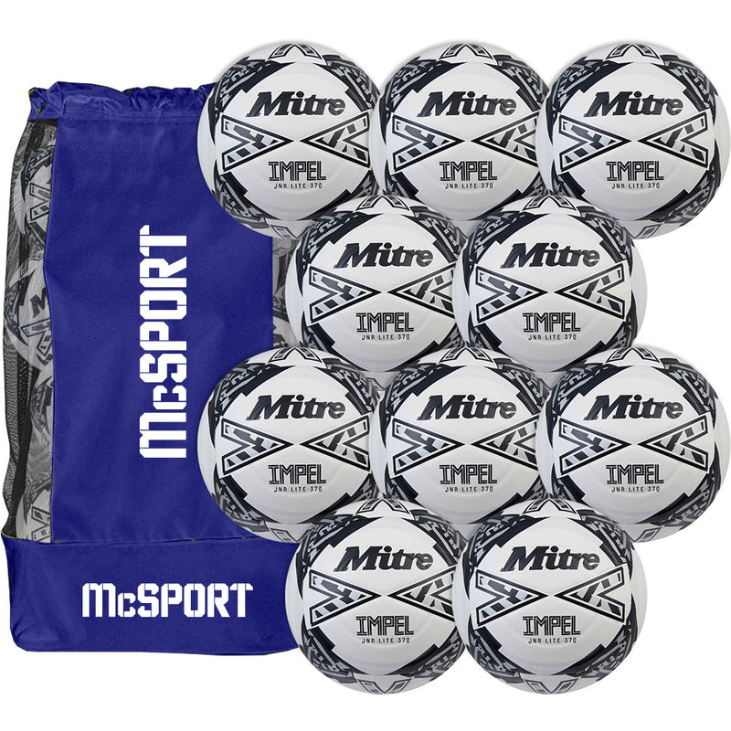Mitre Junior Impel Lite Football (370g) — 10 Pack + Bag