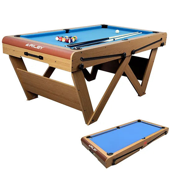 Riley 6ft Rolling/Lay Flat Folding Pool Table — McSport